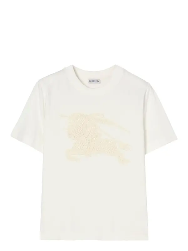 Burberry Cotton Crochet Equestrian Knight T-shirt - White