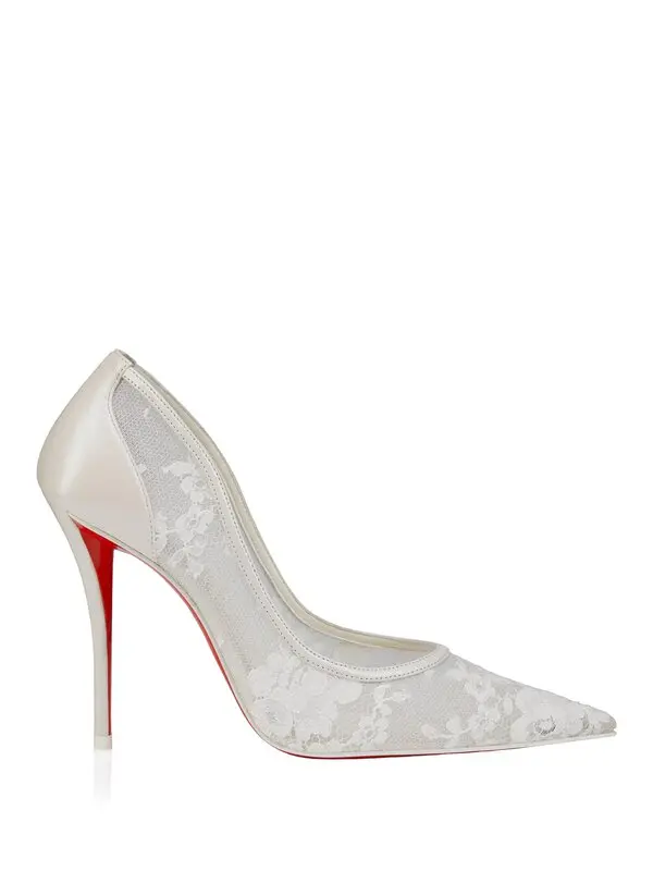 CHRISTIAN LOUBOUTIN Miss Z Lace Pumps 100 - White