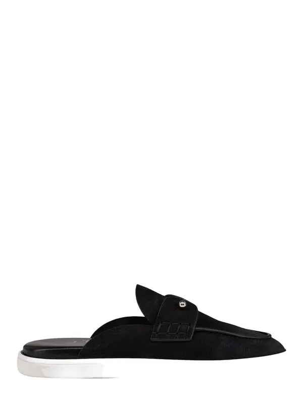 CHRISTIAN LOUBOUTIN Chanme Donna Flat Leather Mules - Black