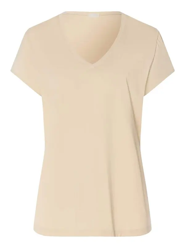 Hanro Organic Cotton V-neck T-shirt - Beige