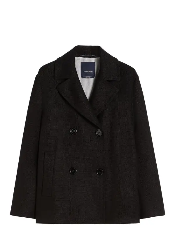 Max Mara Linen-blend Double-breasted Jacket - Black