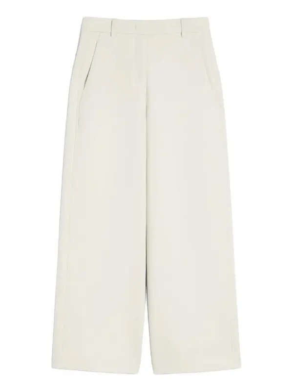 Max Mara Cotton-blend Wide-leg Trousers - Beige