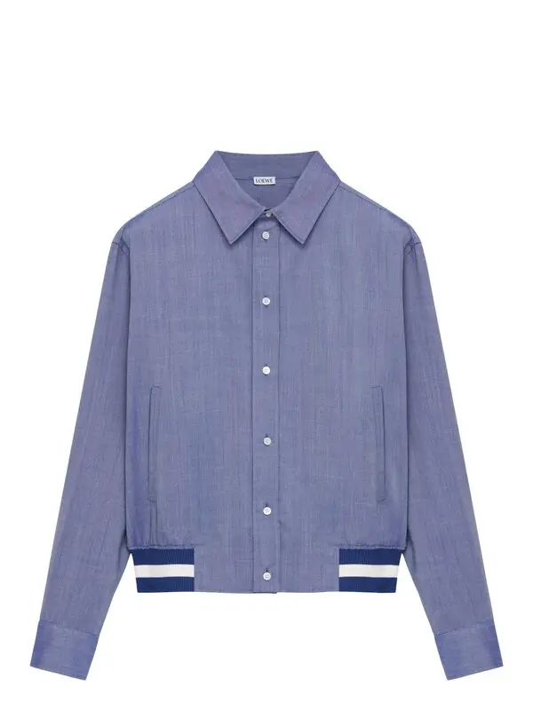 Loewe Wool-blend Shirt Jacket With Stripe Trim - Blue