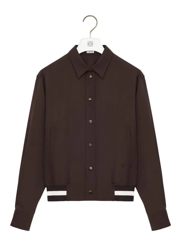 Loewe Wool-blend Shirt Jacket With Stripe Trim - Brown