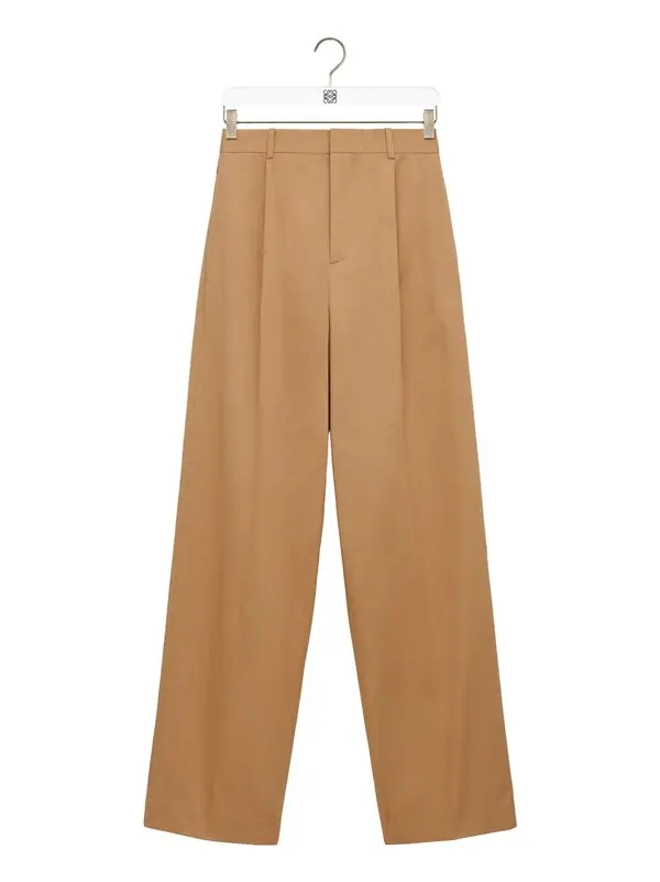 Loewe Cotton Wide-leg Trousers - Brown