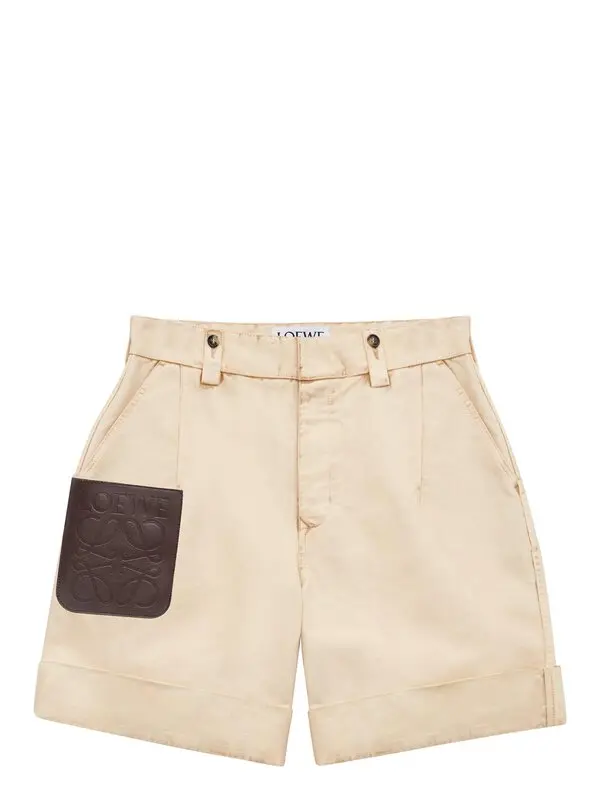 Loewe Cotton Turn-up Shorts - Beige