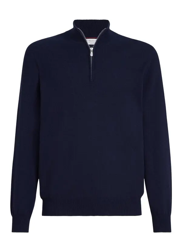 Brunello Cucinelli Cashmere Quarter-zip Pullover - Blue