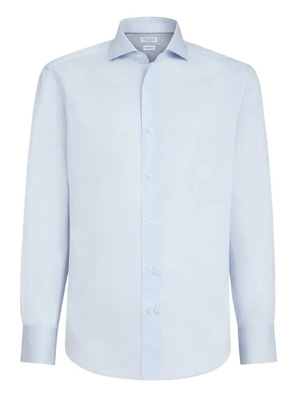 Brunello Cucinelli Cotton Slim Shirt - Blue