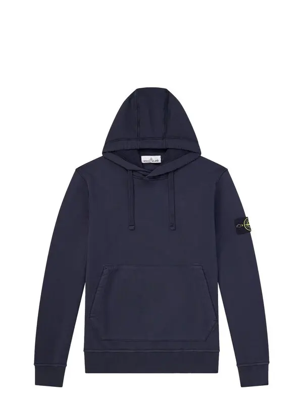 Stone Island Logo-appliquéd Organic Cotton-jersey Hoodie - Blue