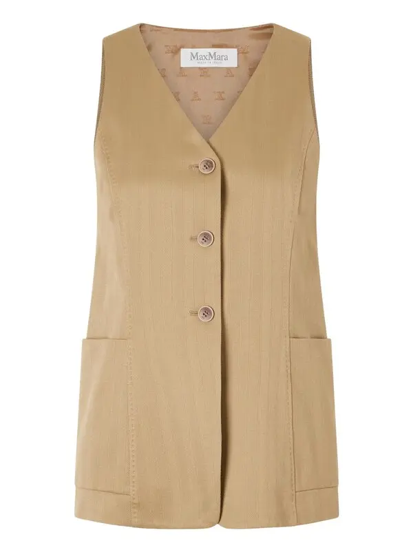 Max Mara Falla Tailored Cotton-jersey Vest - Neutrals
