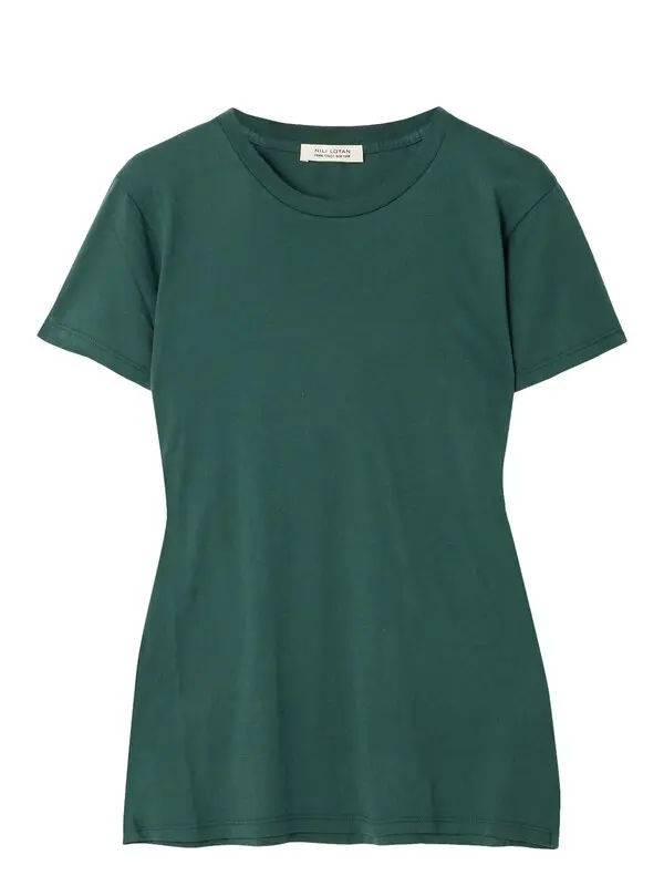 NILI LOTAN Lana Cotton-jersey T-shirt - Green