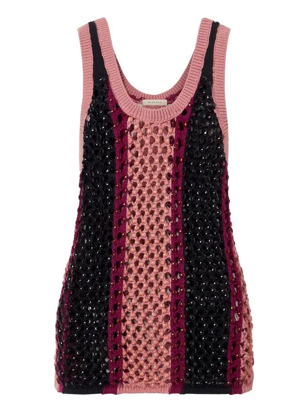 DIOTIMA Dennis Crystal-embellished Striped Crochet Tank - Multi