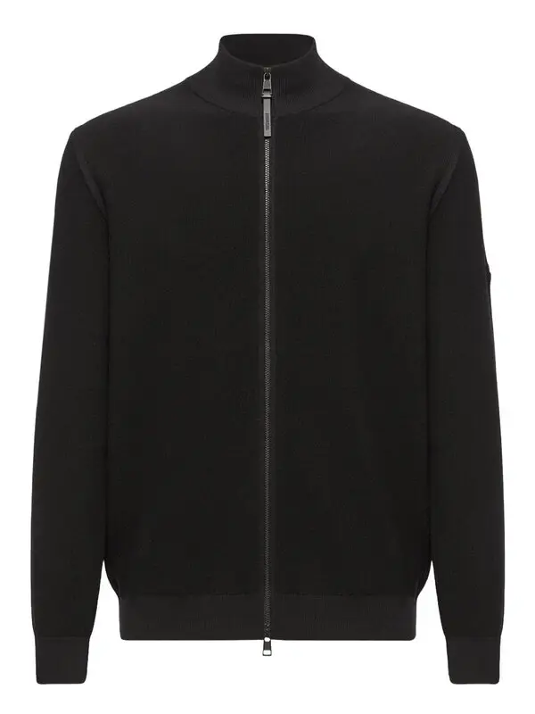 Moncler Cotton Zip-up Cardigan - Black