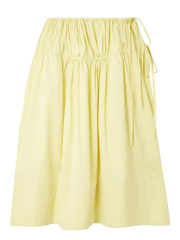 LIBEROWE Eve Tie-detailed Cotton And Silk-blend Midi Skirt - Yellow