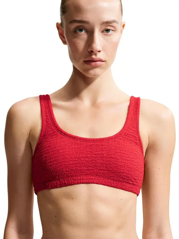 Nike Swim Shoreline Texture Bralette Bikini Top - Red