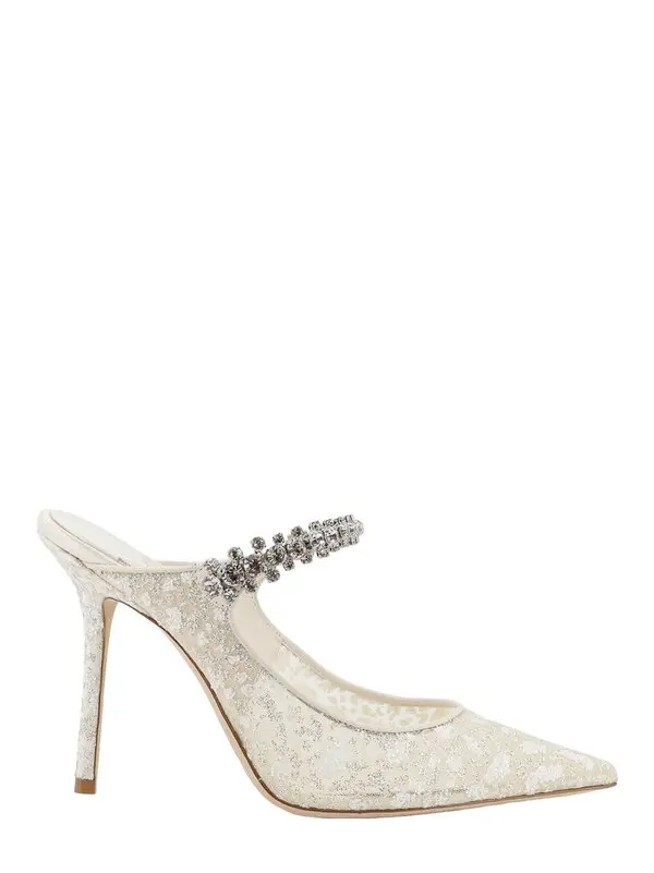 JIMMY CHOO Bing 100 Embroidered Tulle Décollet - White