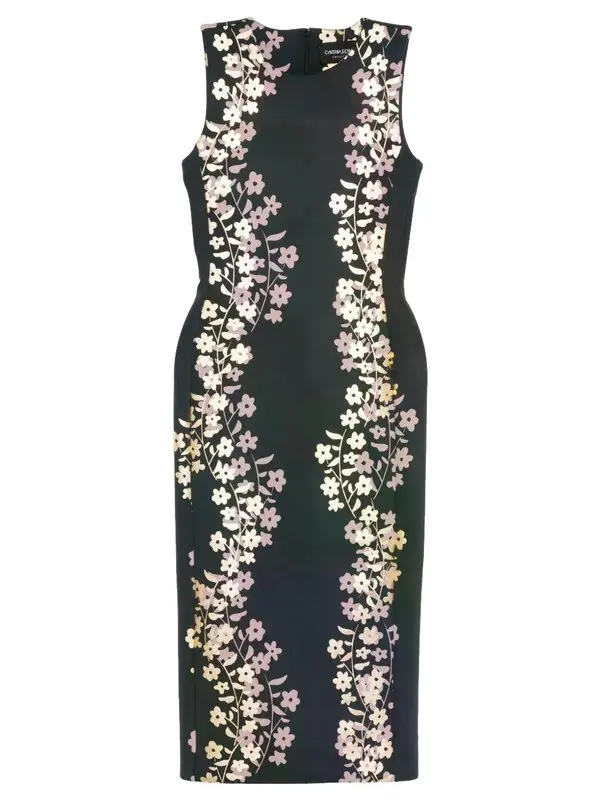 Cynthia Rowley Floral-print Sleeveless Midi Dress - Black