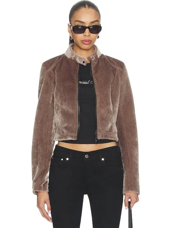 CULTNAKED Faux Fur Motorsport Jacket - Cowgirl