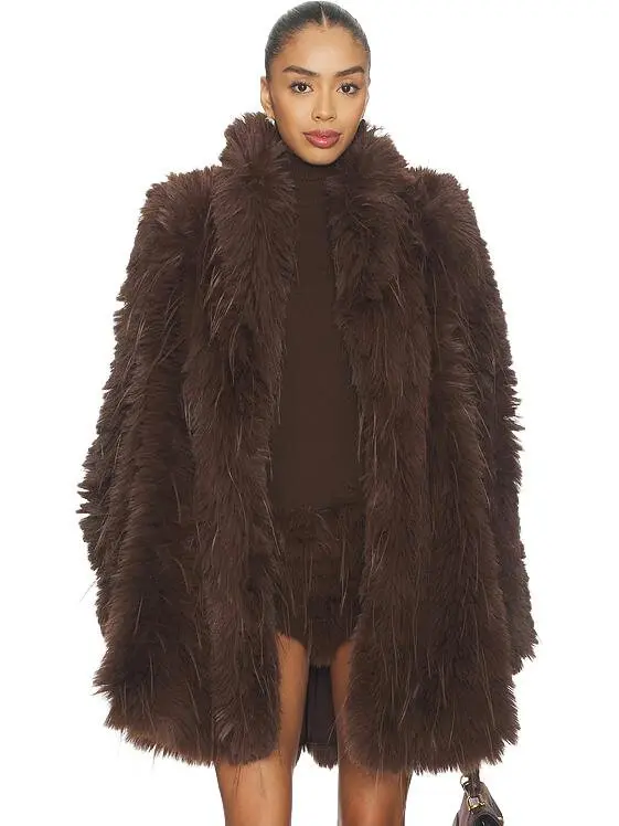 CULTNAKED Faux Fur Delight Coat - Chestnut
