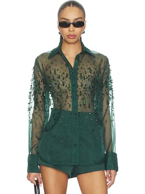Retrofete Aubriella Embellished Shirt - Pine