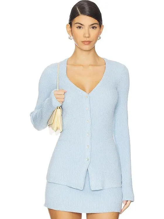 Show Me Your Mumu Button-up Ribbed Sweater - Baby Blue
