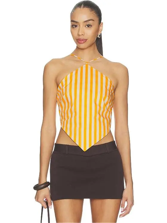 SIMONMILLER Kit Poplin Tie Top - Sungold & Ecru Stripe
