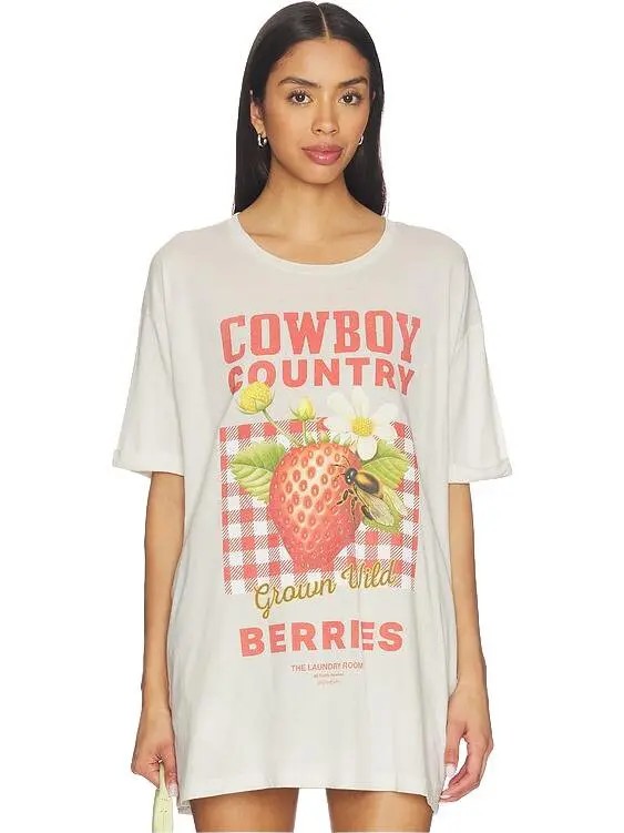 THE LAUNDRY ROOM Cowboy Country Berries Oversized Tee - Bone