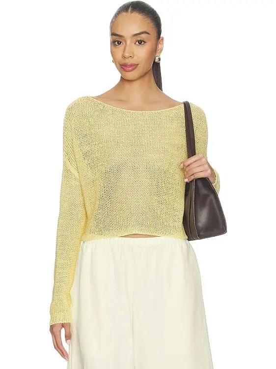 Enza Costa Linen Open Knit Bateau Sweater - Flan