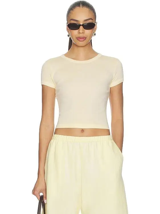 Enza Costa Supima Baby Rib Cropped Tee - Flan