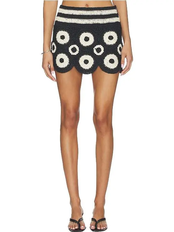 SIMONMILLER Crochet Mini Skirt - Cream & Black