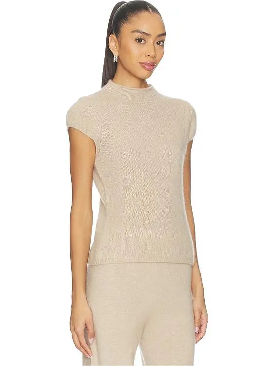 W. CASHMERE Brigitte Mock Neck Short Sleeve - Jute