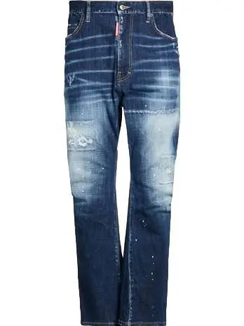 Dsquared2 Tapered Jeans With Leather Trim - Blue