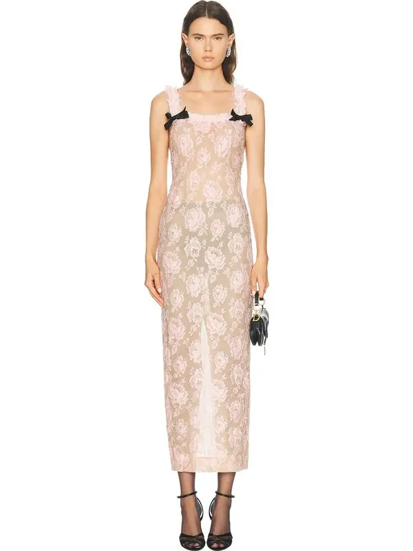 Alessandra Rich Lace Slip Dress - Pink