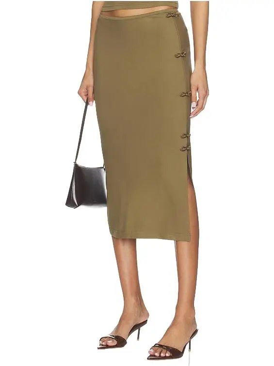 SAU LEE Timo Jersey Skirt - Olive