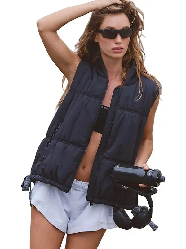 Free People Easy Breezy Puffer Vest - Black