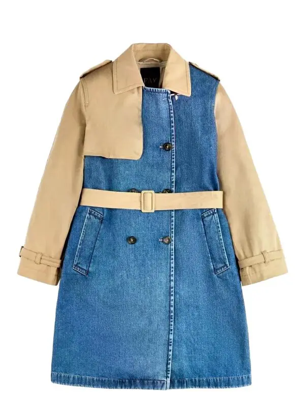 FAY Panelled Belted Coat - Blue