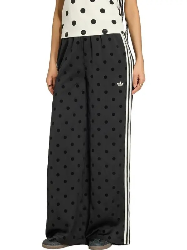 Adidas Satin Polka Dot Wide Leg Pants - Black