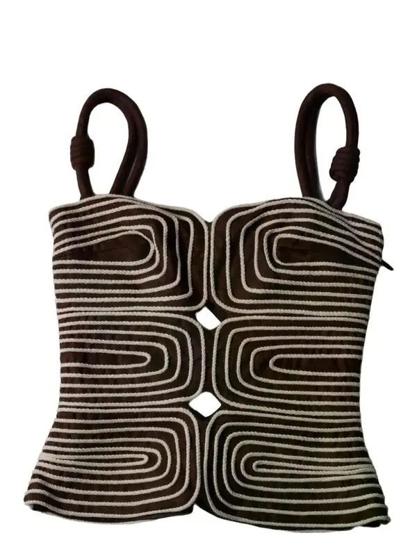 ANDRES OTALORA Marea Cutout-detail Stripe-pattern Top - Brown