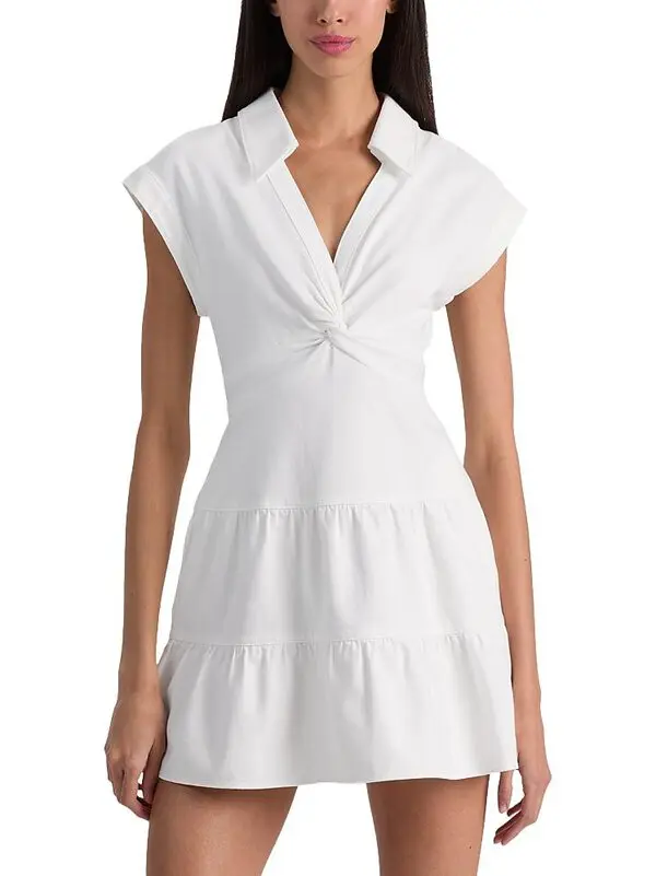Alice + Olivia Mila Twist Front Mini Dress - White