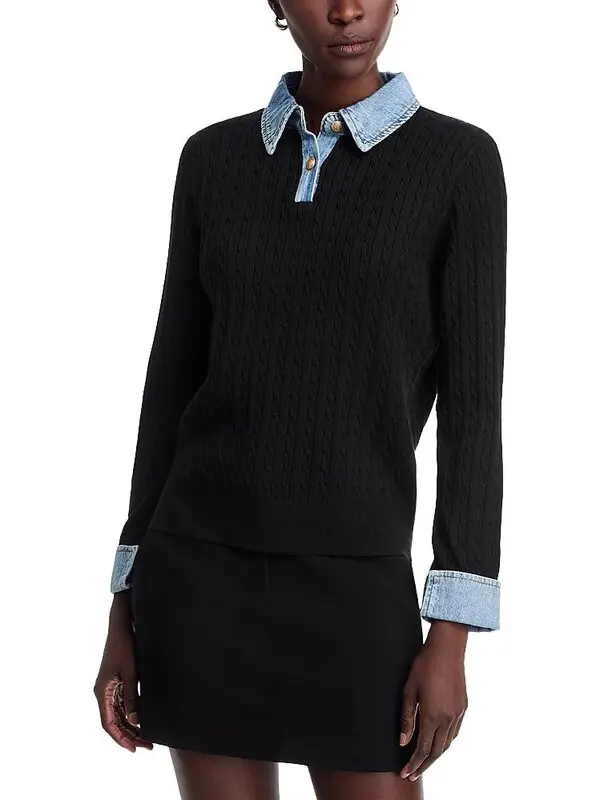 SIONI Collared Sweater - Black/ Denim