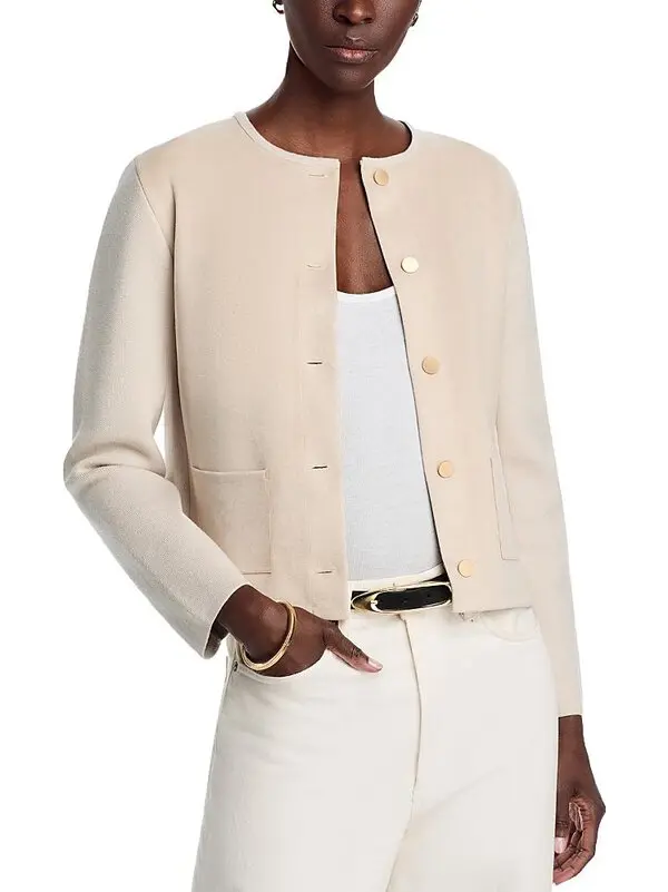 SIONI Faux Suede Button Front Jacket - Winter White