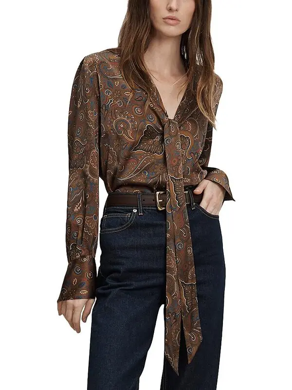 Veronica Beard Francine Blouse - Walnut Multi
