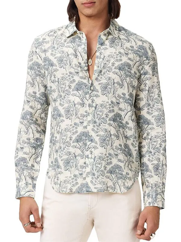 John Varvatos Slim Fit Skull Tree Graphic Shirt - Ivory