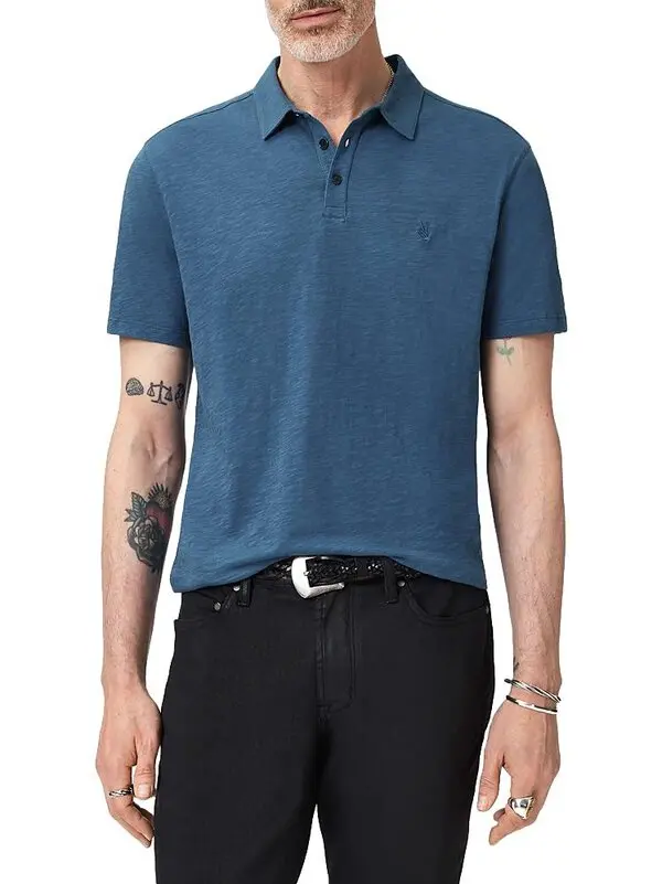 John Varvatos Victor Short Sleeve Slub Cotton Polo - Dutch Blue