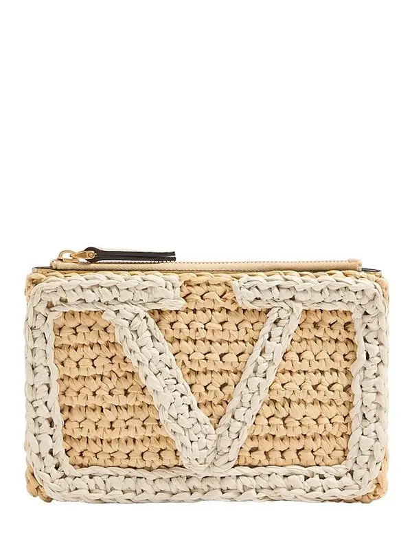 Valentino Garavani Viva Superstar Raffia Pouch - Natural