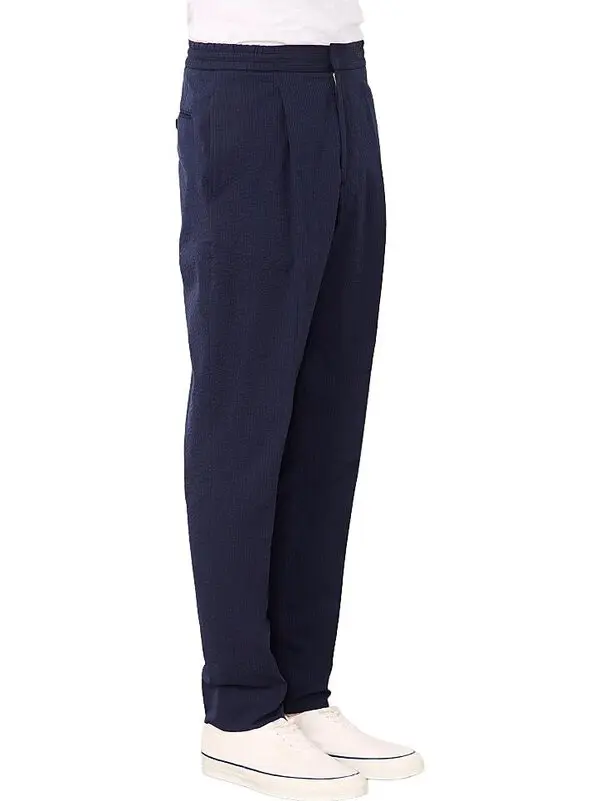 Officine Générale Drew Cotton Seersucker Trousers - Dark Navy