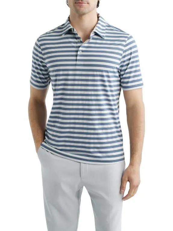 Scott Barber Prep Stripe Polo - Indigo