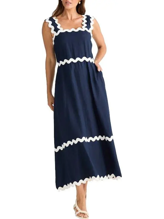 BRAVE+TRUE Marlo Rickrack Sundress - Navy