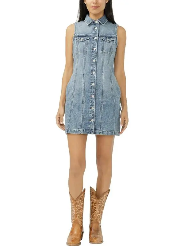 SILVER JEANS CO. 90s Denim Mini Shirt Dress - Sirena