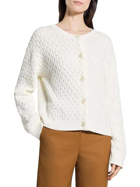 Theory Textured Organic Cotton Cardigan - Ivory